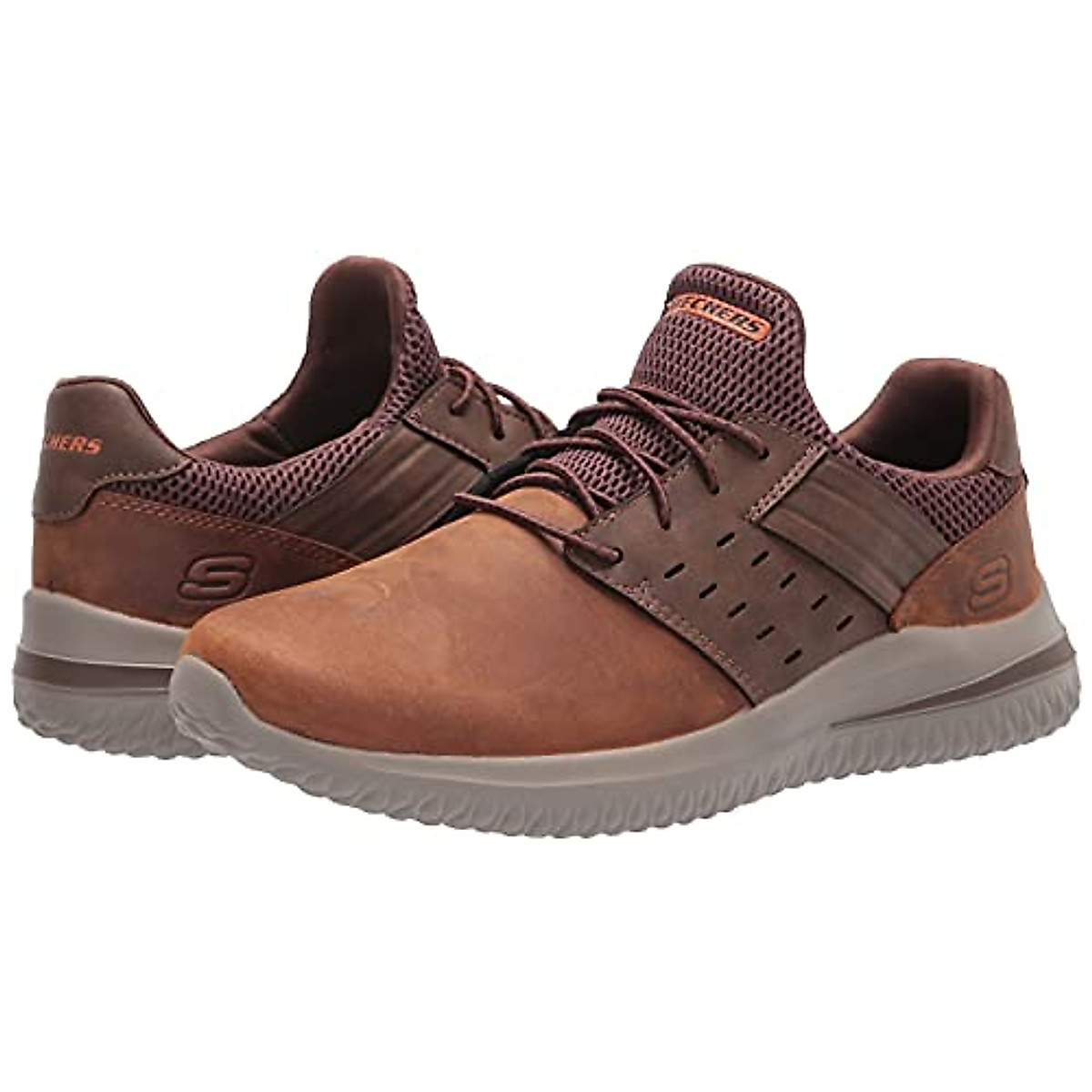 Skechers USA Men's Men's Delson 3.0-Ezra Leather Bungee Lace Slip On Sneaker, CDB, 11 X-Wide