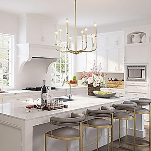 KSANA Gold Chandelier, Modern Light Fixture for Bedroom, Foyer, Dining & Living Room, Kitchen, and Entryway, (Upgraded Version, 2 Types of Height 8 Arms)