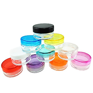 yueton?10 Empty Clear Boday Multi Color Top Lid Plastic Sample Containers 5 Gram Size Cosmetic Containers Pot Jars Eyshadow Container Lot