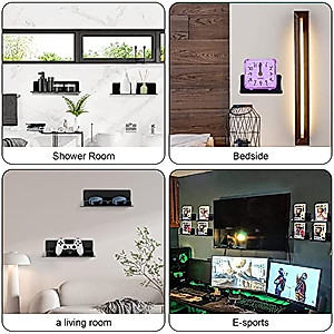 DIGHEIGG Acrylic Floating Shelves, Small Wall Shelves Display Shelf for Wall Decor Storage Organizer, for Bathroom Kitchen Home, 2 Pack, Black