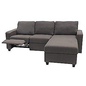 Serta Palisades Reclining Sectional Sofa with Right Storage Chaise, Small Couch with Built-In Storage, Low-Maintenance & Family-Friendly Fabric, Gray