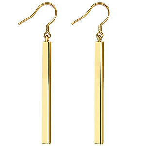 Suyi Minimalist Dainty Bar Stud Earrings Long Drop Dangle Earrings for Women BGold