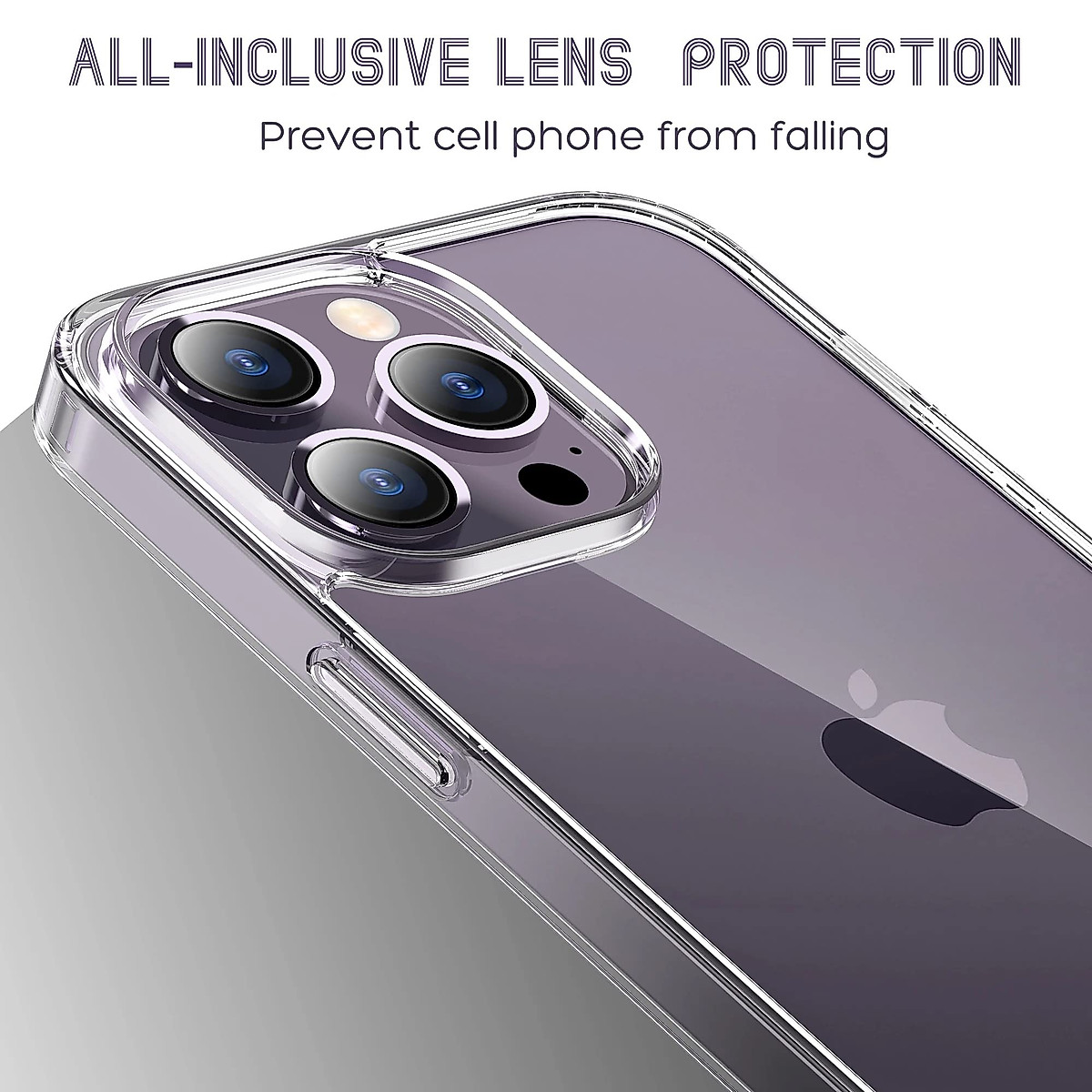 Phone case for iPhone 14 Pro Max 6.7 inches, Non-Yellowing, Crystal Clear, Transparent, Scratch Resistant, Compatible with Wireless Charging, Shock Resistant