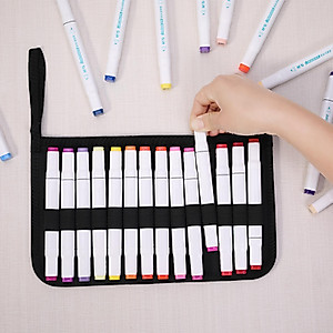 BOMKEE 28 Slots Pencil Sleeve, Binder Pencil Case Inner Page Carrying Pen Pad Fit for Cosmetic Brush, Crayon, Color Pencil, Gel Pen