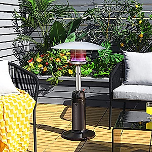 Giantex Portable Patio Tabletop Heater, 11,000 BTU Outdoor Propane Gas Table Top Heater W/ Weighted Base, Adjustable Thermostat, Suitable for Backyard, Garden, Commercial Restaurant (Black)