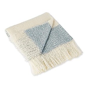 DII Coastal Acrylic Rugby Stripe Woven Throw, 50x60, Blue