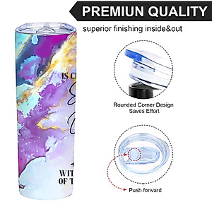 Christian Gifts for Women,Inspirational Gifts for Women Bible Religious, Insulated Skinny Tumbler Marbling Coffee Mug with Lid 20oz Reusable Slim Iced Coffee Mug for Friends Female Sister (Pack of 1)