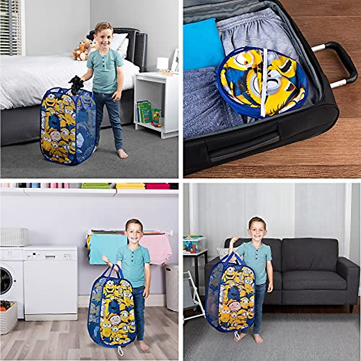 Franco Kids Room Collapsible Storage Bin Pop Up Hamper, One Size, Minions The Rise Of Gru