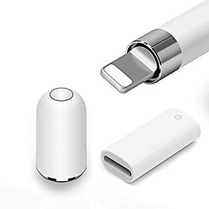 Replacement Ipencil Magnetic Replacement Caps + Charging Adapter Fits for Apple Pencil Gen 1st,Pencil Protector Cap and Charger Convertor Compatible withApple Pencil 1