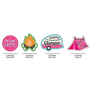 Let's Go Glamping - Paper Straw Decor - Camp Glamp Party or Birthday Party Striped Decorative Straws - Set of 24