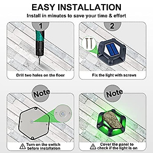 CREPOW Solar Dock Lights Driveway Deck Lights - 8 Packs Waterproof 1200mAh Outdoor LED Aluminum Dock Lighting Warning Step Lights for Driveway Sidewalk Garden Pathway Yard (Green)