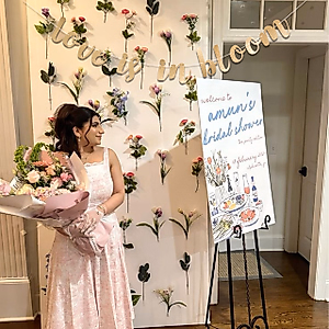 CANTLY Love is in Bloom Banner,Funny Gold Glitter Paper Sign for Bridal Shower Engagement Wedding Party Bunting Decorations. (Love Banner)