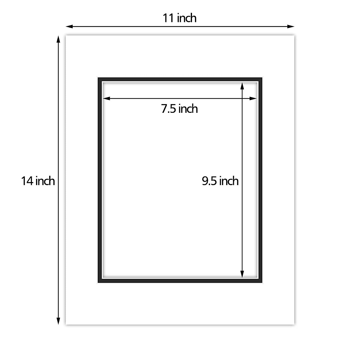 Golden State Art, 11x14 Double Mats for 8x10 - for Photos, Pictures, Frames - Acid-Free, 5 Pack, White Over Black