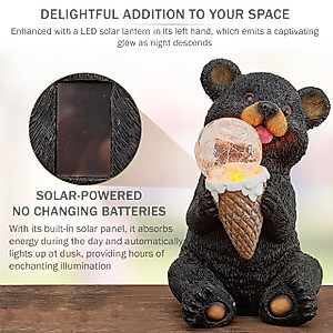 The Roo - Black Bear Solar Light Figurine - Outdoor Waterproof Garden Statue - Animal Garden Decor Light - Solar Lantern for Outside - Housewarming Gifts - Patio, Yard, and Lawn