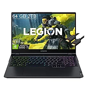Lenovo Legion 5 15.6" Full HD IPS 165Hz Gaming Laptop (8-Core Ryzen 7-5800H, 64GB RAM, 2TB PCIe SSD, GeForce RTX 3050 Ti 4GB) RGB Backlit, 3D Nahimic Audio, w/ HDMI Cable, Windows 11 Home