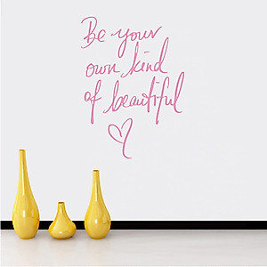 Be Your Own Kind of Beautiful Vinyl Wall Decals Sayings Pink Art Lettering Wall Stickers Decor Wallpaper for Girls Women Bedroom Living Room Background Home Decoration