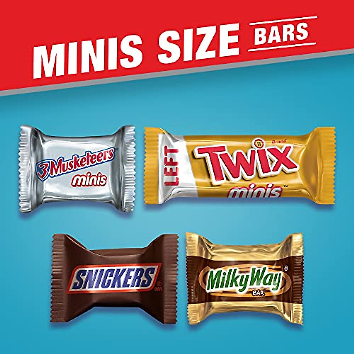 SNICKERS, TWIX, 3 MUSKETEERS & MILKY WAY Minis Size Chocolate Candy Variety Mix, 67.2-Ounce 240 Pieces (Packaging May Vary)