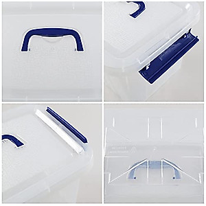Dehouse 6 L Small Plastic Storage Box, 4-Pack Clear Storage Latch Box with Handle