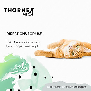 ThorneVet Feline Basic Nutrients - Multivitamin and Mineral Powder Health Supplement for Cats of All Ages - with Amino Acids, Omega 3 Fatty Acids & Probiotics - Tasty Beef Liver Flavor - 120 Scoops