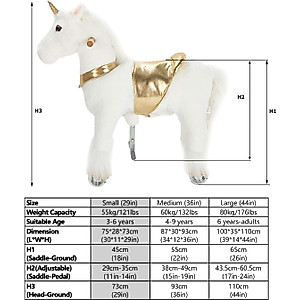 UFREE Riding Unicorn, Unicorn Ride on Toy Riding Unicorn Plush Animal, Golden Unicorn for Kids Ages 3-6