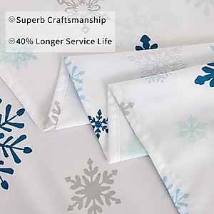 Mooreeke Christmas Holiday Full Sheets, Snowflake Printed Full Bed Sheet Set with Deep Pocket Non-Slip Fitted Winter Sheet