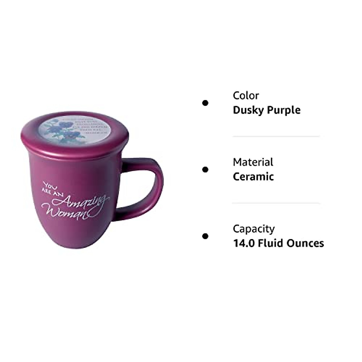 Amazing Woman Mug And Coaster/Lid - Ceramic - Large 14 Ounce Coffee Or Tea Cup - Dusky Purple