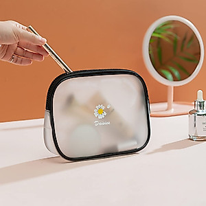 SLYZLGC Clear Waterproof Makeup Portable Mini Travel Toiletries Bag, Pvc Pouch With Zipper Packing Women Cosmetic Organizers With Handle For Vacation Beach Travel, Bathroom Shower Transparente(CJSJ)