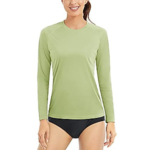 Boladeci Rash Guard for Women Long Sleeve UPF 50+ Sun Protection Clothing Lightweight Casual Plain Workout Gym Athletic Swim Shirt Tees Light Green M