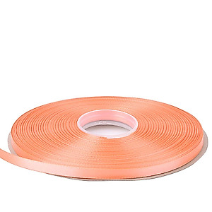 Ribest 1/4 inch 50 Yards Solid Double Face Satin Ribbon Per Roll for DIY Hair Accessories Scrapbooking Gift Packaging Party Decoration Wedding Flowers Peach