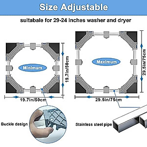 Kiss Core Laundry Pedestal 29" Universal Fit Washer Pedestal, Adjustable Washer and Dryer Stand with 16 Strong Feet, Multi-Functional Washing Machine Base Stand for Washer and Dryer