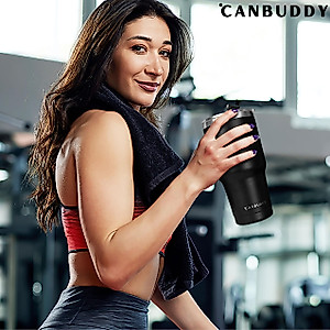 CANBUDDY 30 oz Stainless Steel Insulated Tumbler with 2 Lids, Straw, and Handle | Vacuum Thermal Hot & Cold Coffee Travel Mug | Leakproof and Stylish (Majestic Black)