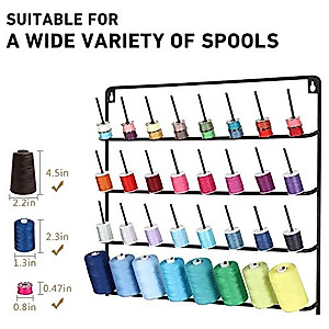 HAITARL 32-Spool Sewing Thread Rack, Wall-Mounted Metal Sewing Thread Holder with Hanging Tools, Metal Rack for Organize Sewing Thread, Embroidery-Suitable for Large Thread