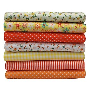 OZXCHIXU 7PCS/lot Yellow Series Floral Cotton Fabric,19.7X19.7 inches Quilting Patchwork Fabric Fat Quarter Bundles Fabric for Scrapbooking Cloth Sewing DIY Crafts Handmade Bags Pillows