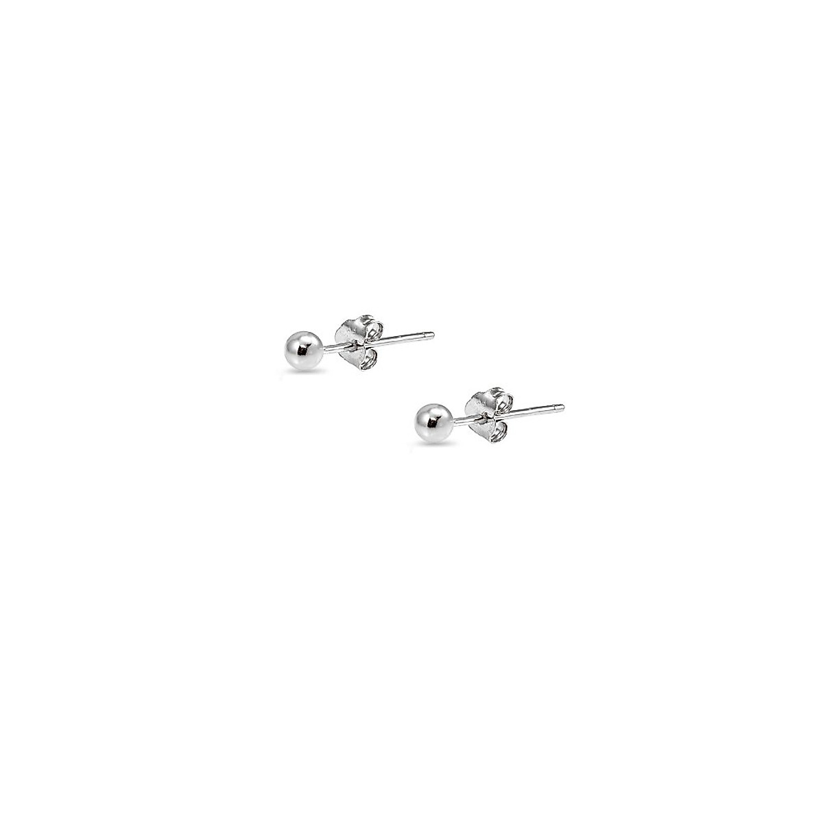 Gold Earrings for Women Men | 14K White Gold 2mm Polished Tiny Ball Bead Stud Earrings