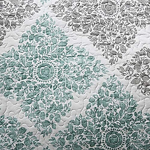 Madison Park Daybed Cover Set - Double Sided Quilting Casual Design, All Season Bedding with Bedskirt, Matching Shams, Decorative Pillow, 75"x39", Diamond Aqua 6 Piece