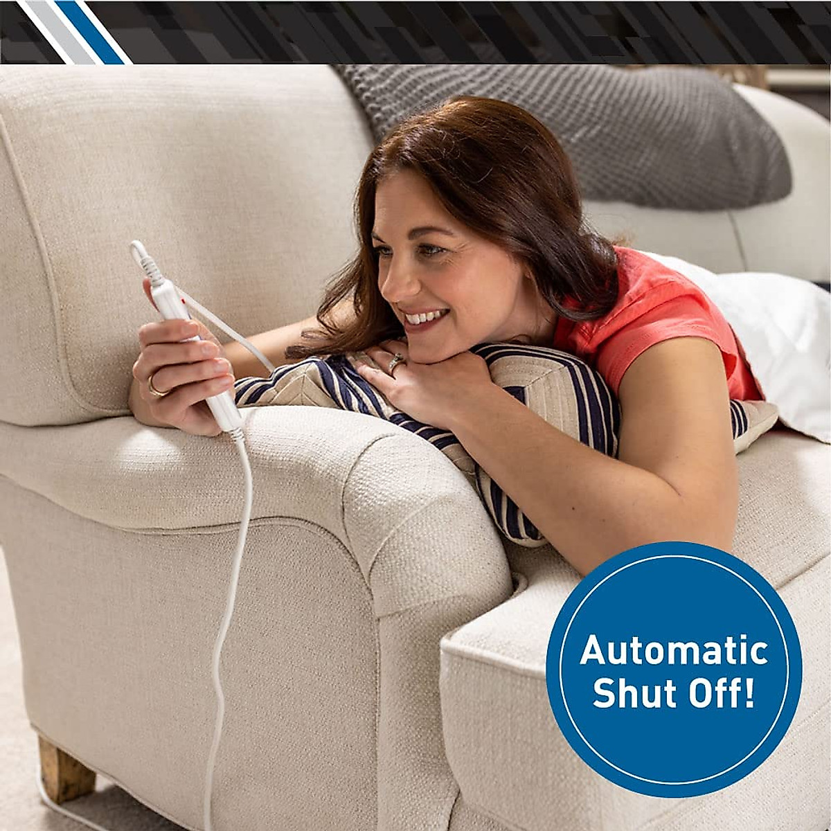 BodyMed Digital Moist Heating Pad with Auto Shut Off Heating Pad for Neck, Shoulder, Back and Muscle Discomfort Relief - 14 in. x 7 Inch, White