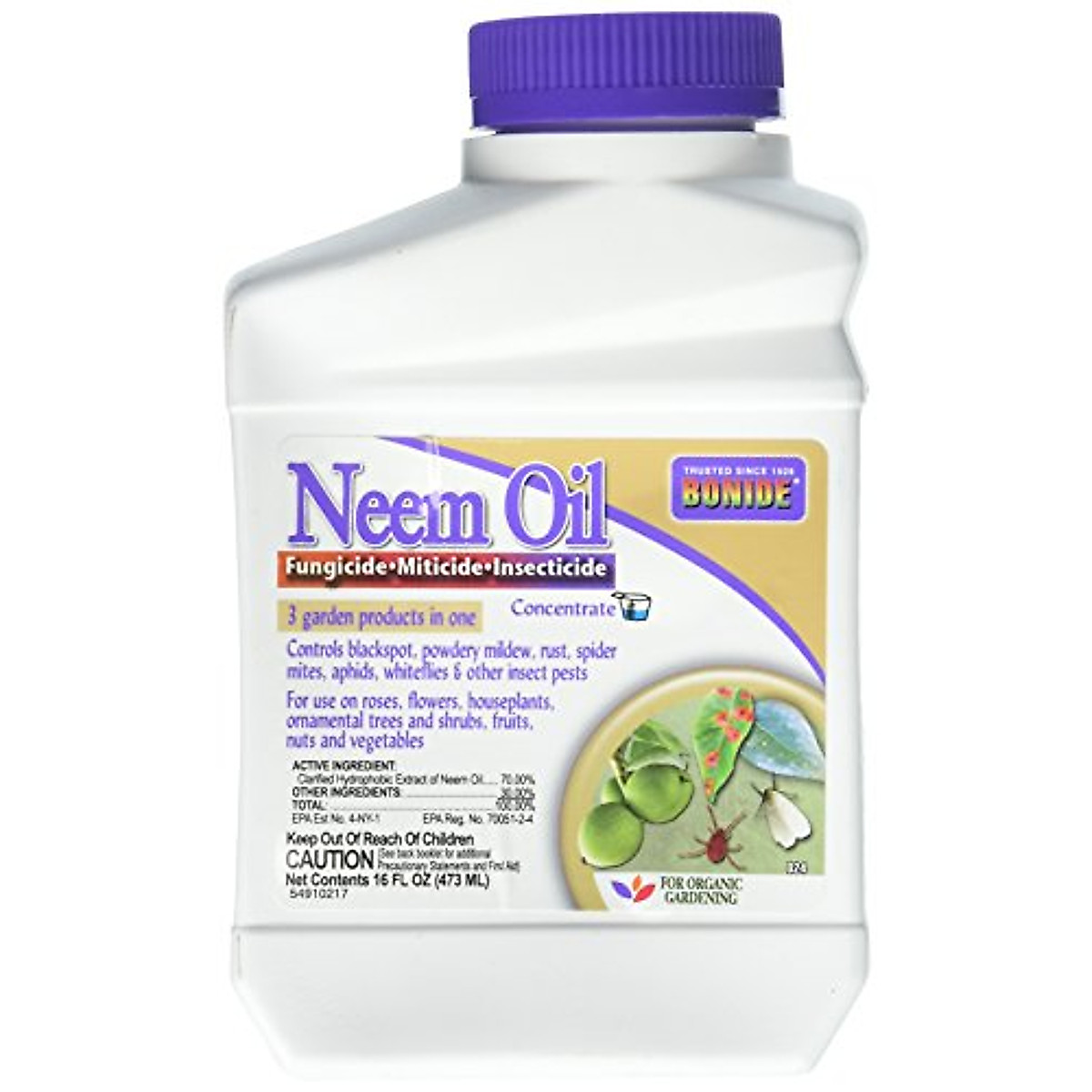 Bonide 037321000242 Neem Oil Fungicide Miticide Insecticide Concentrate 16 fl. oz, 1 Pt, Multi