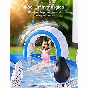 Inflatable Play Center, EVAJOY Kiddie Pool with Slide for Children, Sprinkler, Ice & Snow Theme with Inflatable Dolls, Easy Setup for Garden, Backyard, Indoor Usage