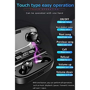 Wireless Earbuds Bluetooth 5.0 with 3000mAh Charging Case LED Battery Display 120H Playtime IPX7 Waterproof TWS Stereo Headphones in Ear Built in Mic Headset Deep Bass Hi-Fi Sound for Sport Black