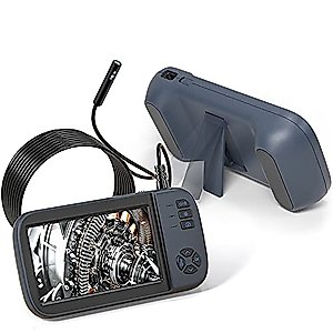Digital Industrial Endoscope - 4.3Inch IPS Big Screen & 8mm Dual Lens Snake Camera, Detachable Lens Cable and Bracket Design, 32 GB TF Card, 32.8FT Semi-Rigid Cable (Color : Dual Lens)