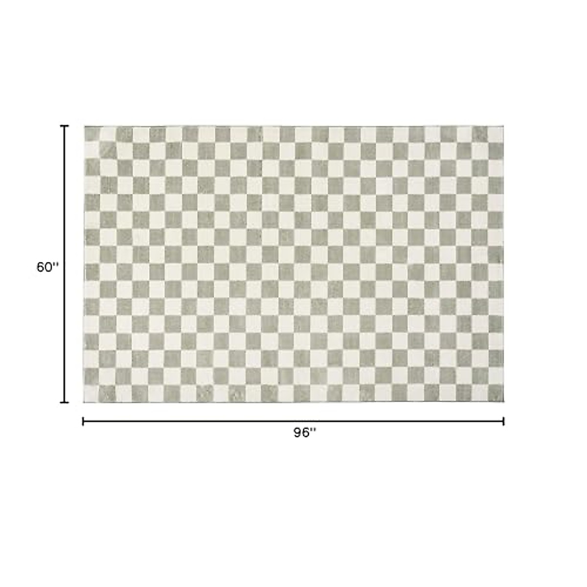 Revival Rugs Gambit 5'3"x8' Checkered Rug Washable Area Rug for Living Room Bedroom - 100% Recycled Oeko-TEX Certified, Medium Pile, Green, Beige