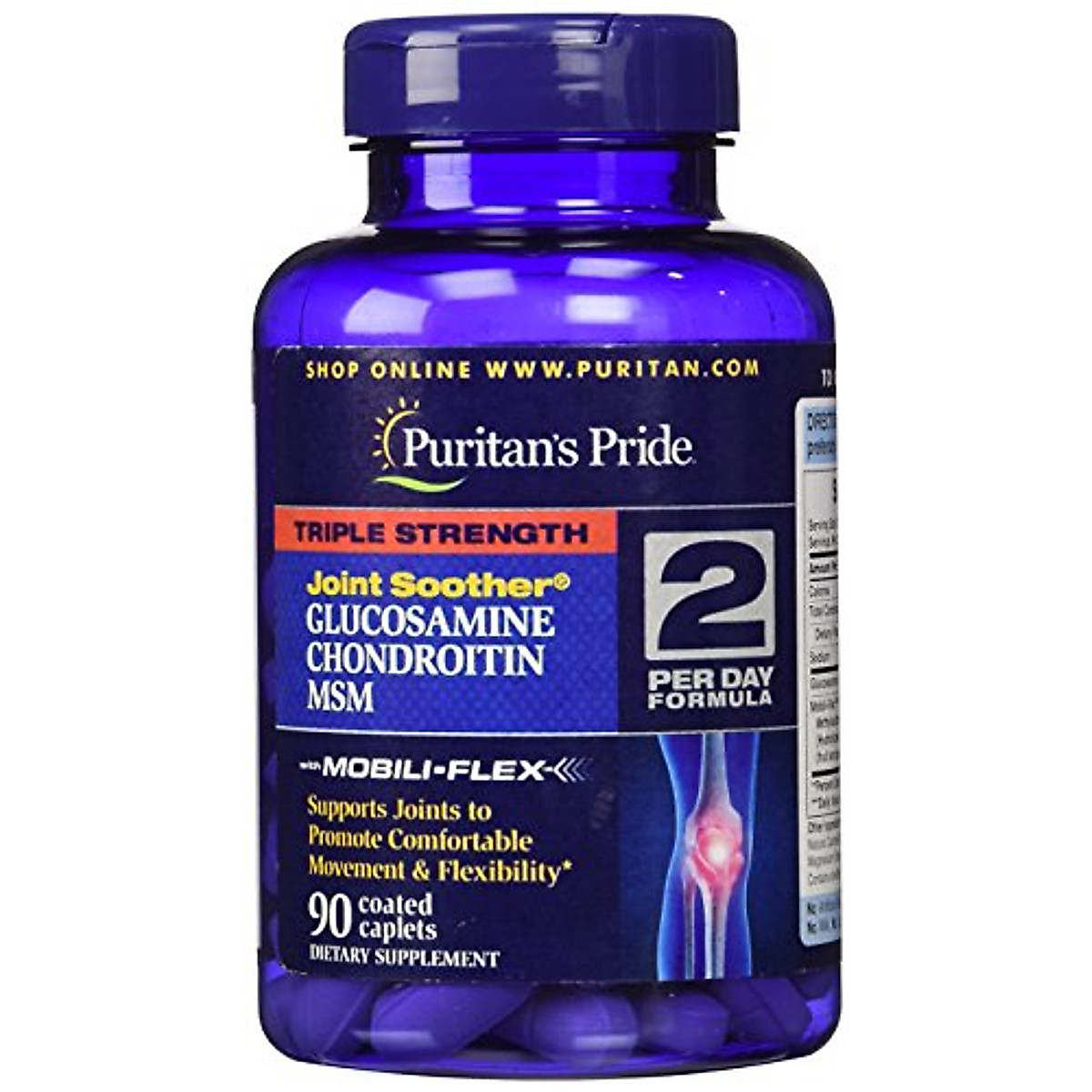 Puritan's Pride 2 Pack of Triple Strength Glucosamine, Chondroitin & MSM Joint Soother Puritan's Pride Triple Strength Glucosamine, Chondroitin & MSM Joint Soother-90 Caplets