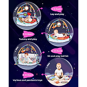 Siairo Jumbo Baby Activity Gym Folding Baby Play Gym Play Mat with Ball Pit & Hanging Mobiles, Surrounding Mesh for Newborn, Infant, Babies, Toddlers