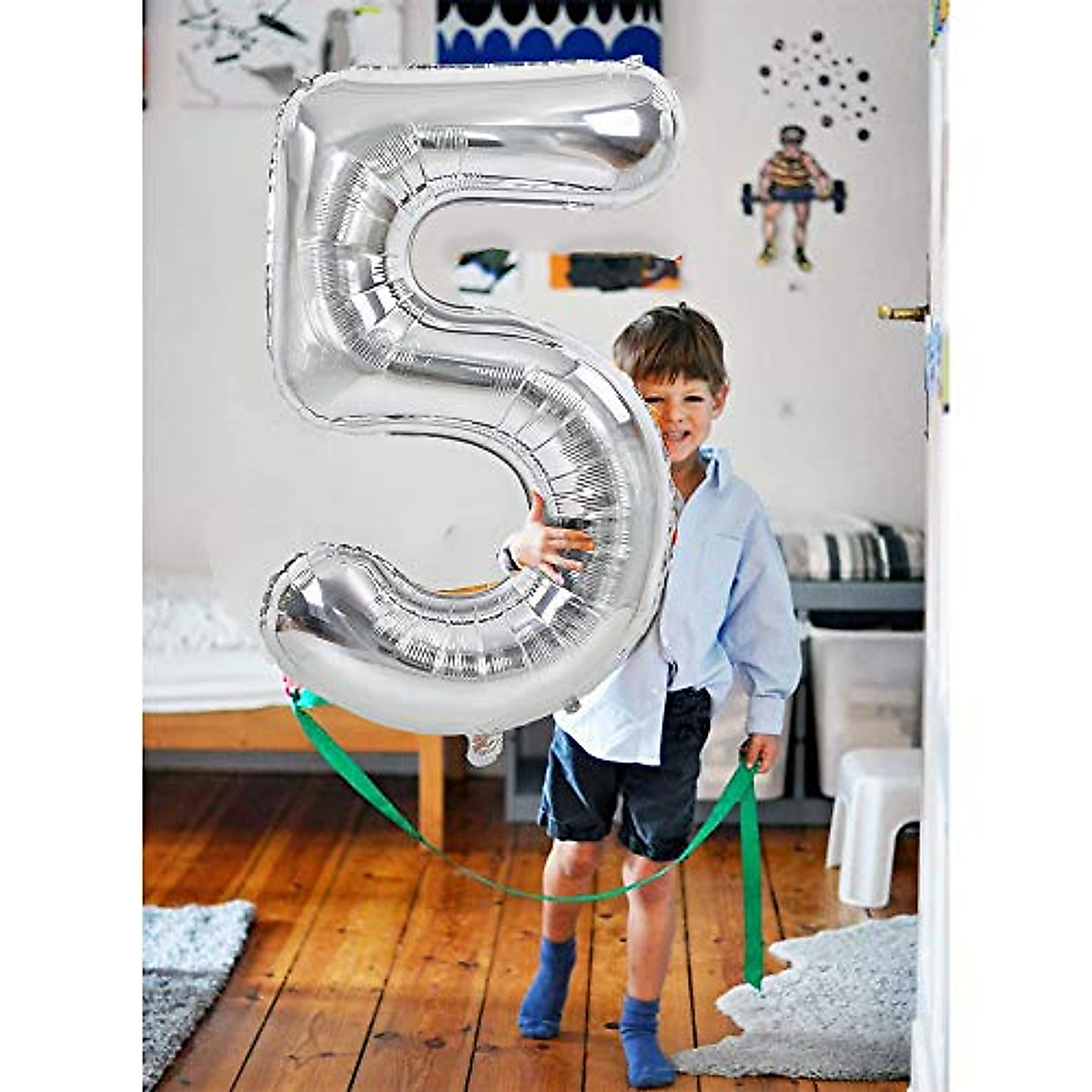 40 Inch Silver Large Numbers Balloons 0-9, Number 1 Digit 1 Helium Balloons, Foil Mylar Big Number Balloons for Birthday Party Anniversary Supplies Decorations
