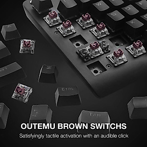 Mechanical Keyboard, E-YOOSO K600 LED Rainbow Backlit Mechanical Gaming Keyboard 104 Key Gamers Keyboard PC Computer USB Wired Gaming Keyboard Brown Switches (Black)