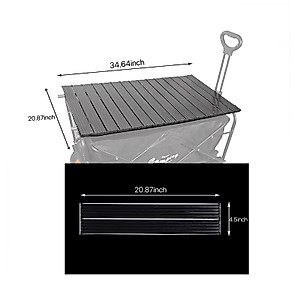 Aluminum Alloy Steel Collapsible Board Desktop for Garden Cart Foldable Wagon，Heavy Duty Foldable Metal Board for Outdoor Camping 34.64x20.87'' Black (Garden Cart not Include)