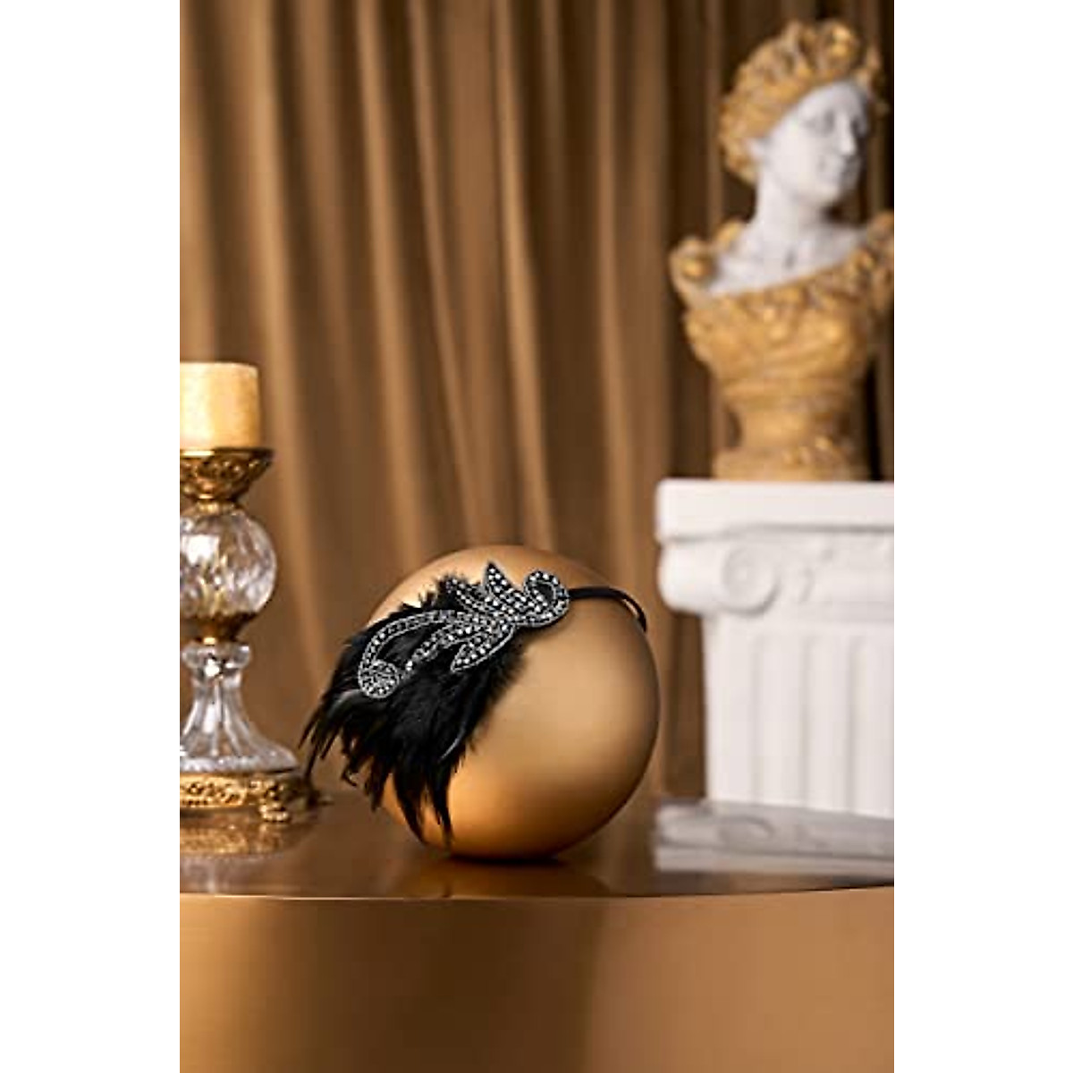 BABEYOND 1920s Flapper Headband Accessories Roaring 20s Feather Hair Band Vintage Gatsby Party Accessories (Silver)