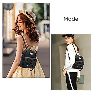 I IHAYNER Girls Bowknot Small Leather Backpack Cute Backpacks for Girls Mini Backpack Purse for Women Mini Backpack for Girls Black