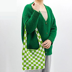 Checkered Bags for Women, Checkered Purse, Checkerboard Tote Bag, Plaid Tote Handbag, Versatile Street Fashion Bag (brown white)