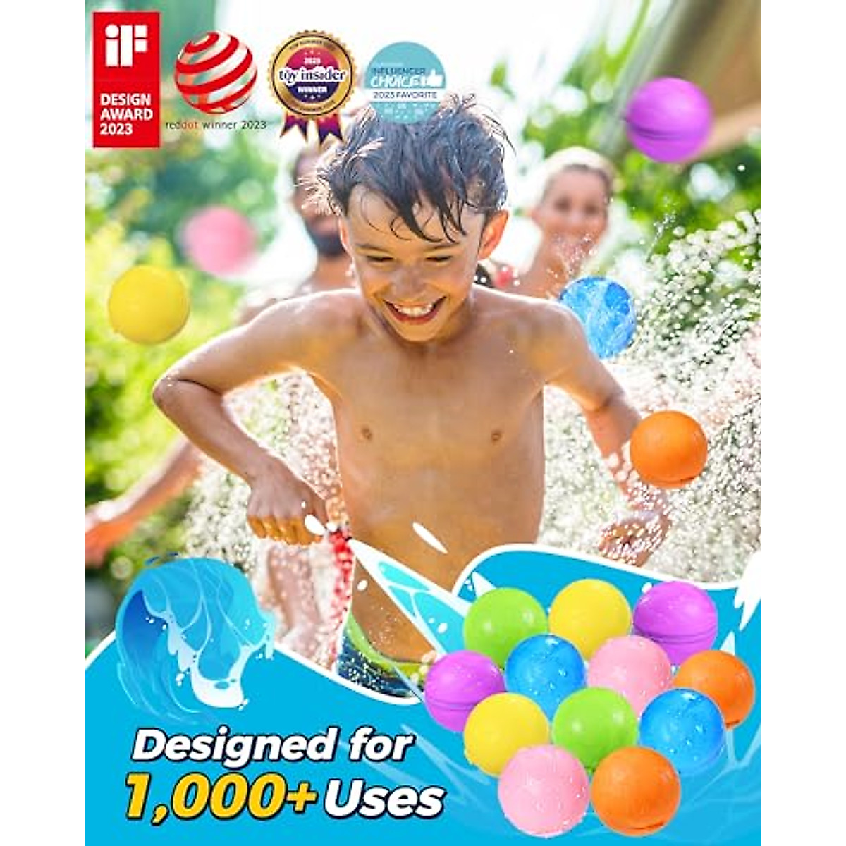 Tlitlimom Reusable Water Splash Balloon, 1 Count, Outdoor, Unisex, Suitable for Swimming Pool, Beach, Park, Yard, No Clean Hassle, Easy to Fill, Mesh Bag Included, Unique Design